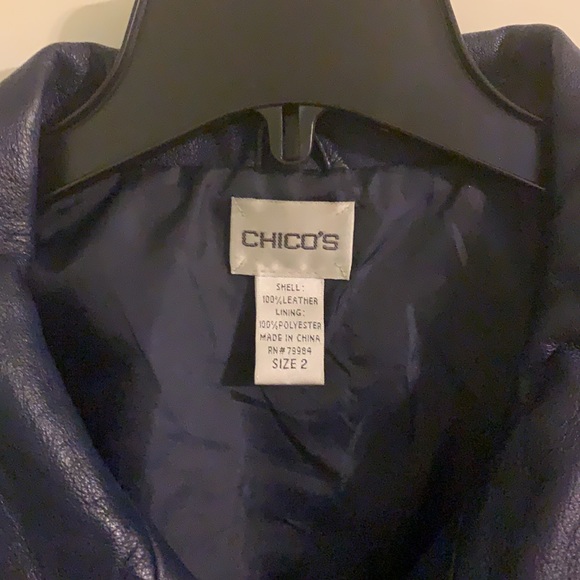 Chico's | Jackets & Coats | Chico Dark Blue Leather Jacket | Poshmark